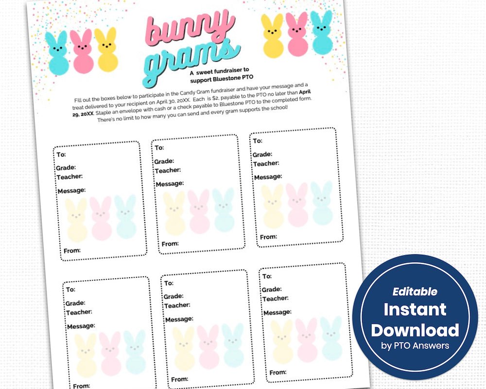 Bunny Grams Spring and Easter Fundraiser Flyer – PTO Answers