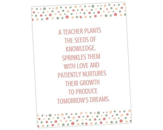 Seeds of Knowledge Teacher Appreciation Quote Wall Art – PTO Answers