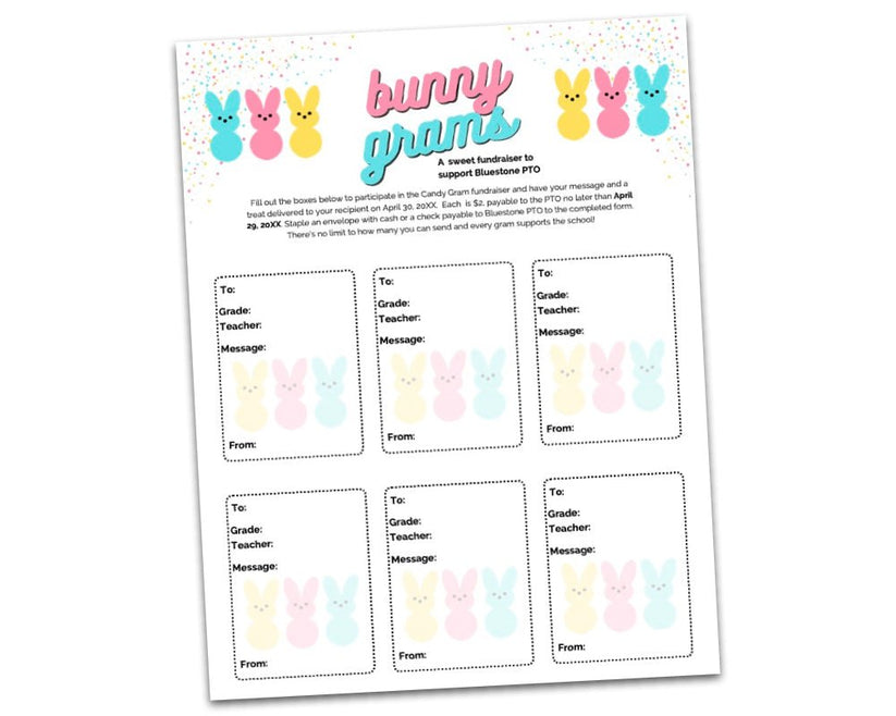 Bunny Grams Spring and Easter Fundraiser Flyer – PTO Answers